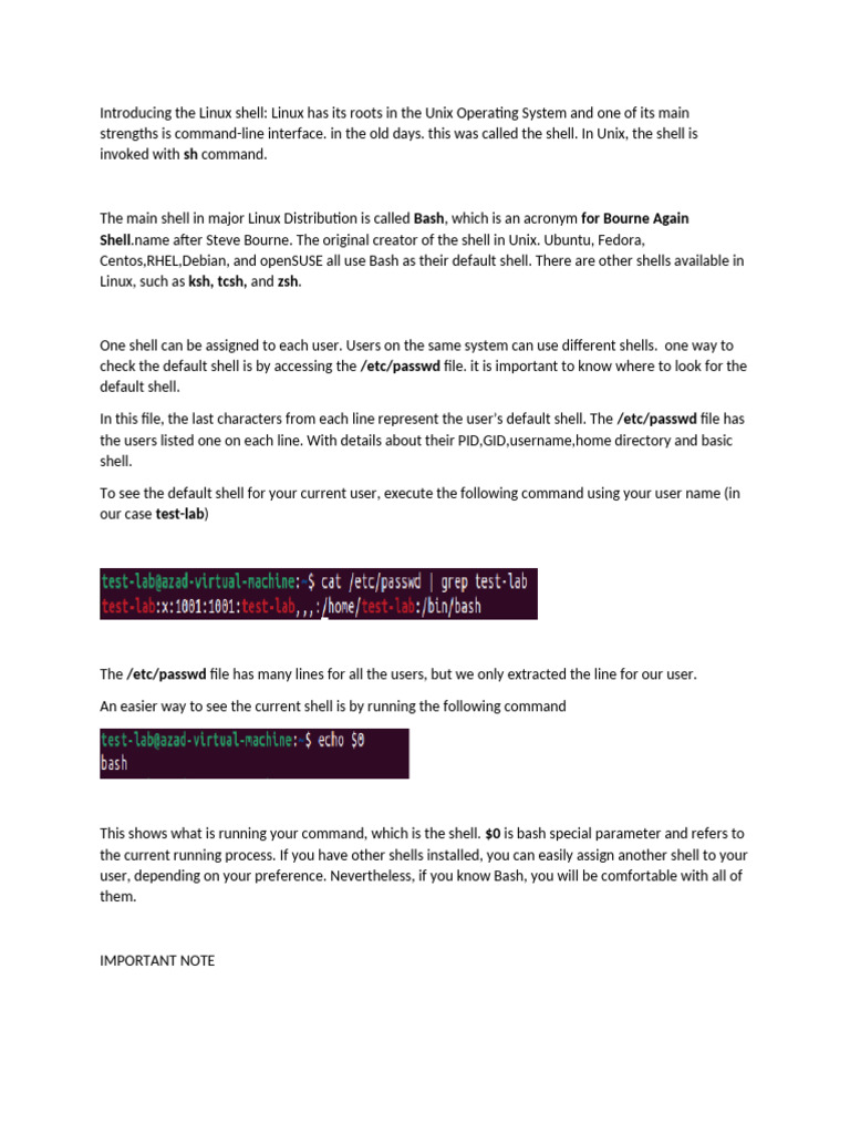 Introducing the Linux shell | PDF Introducing the Linux shell | PDF