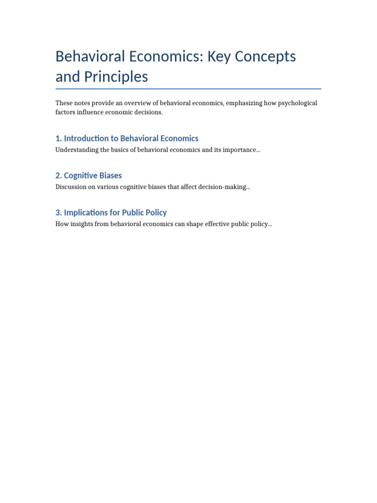 Class Notes Behavioral Economics | PDF