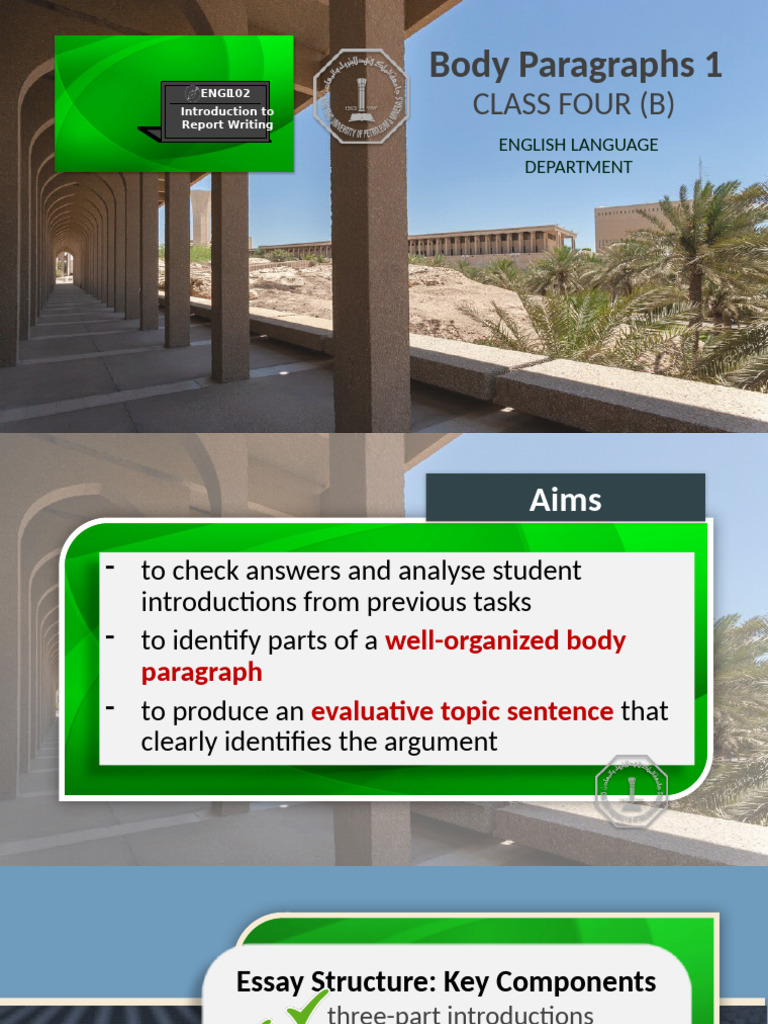 4B - Body Paragraphs 1 & Topic Sentences | PDF