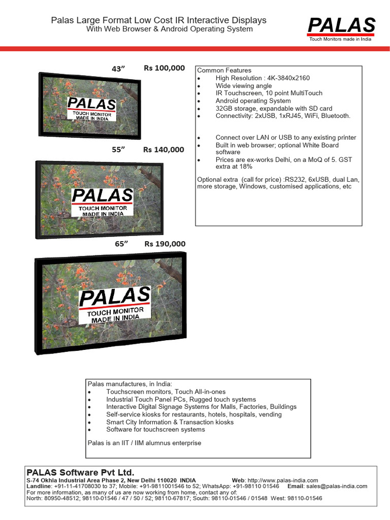 Palas IR Interactive Touch Displays | PDF
