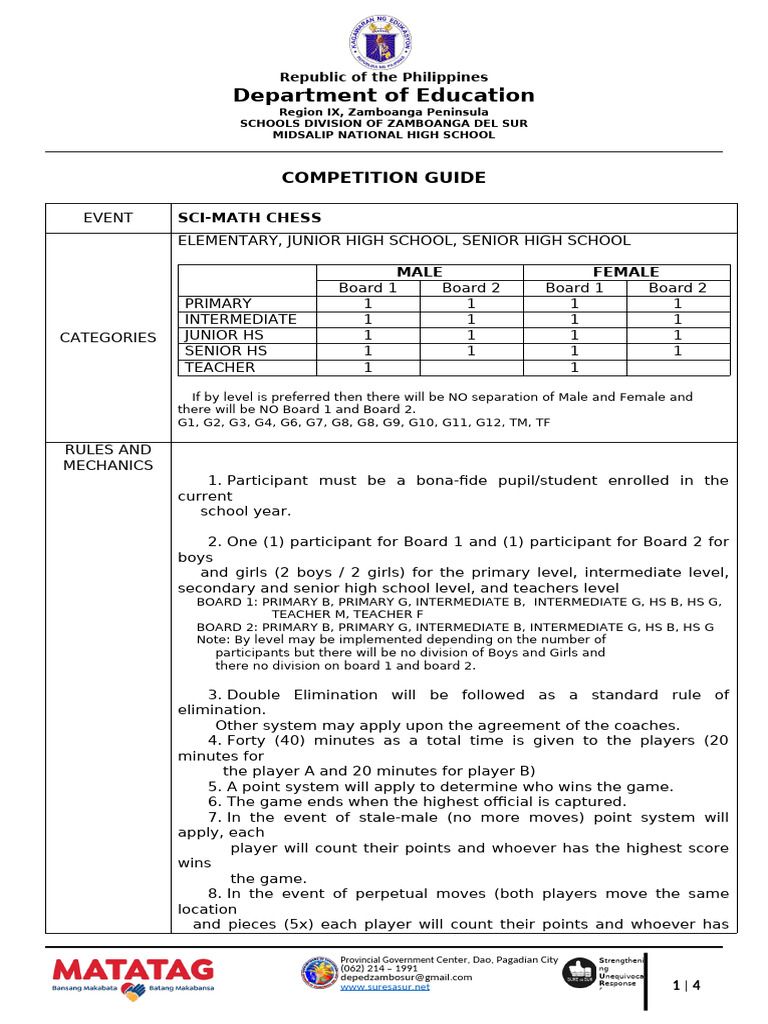 Competition Guide For SCI Math Chess | PDF | Abstract Strategy Games