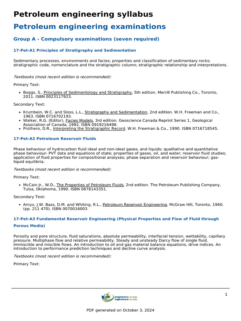 Petroleum Engineering Syllabus | PDF | Petroleum Reservoir | Oil Well