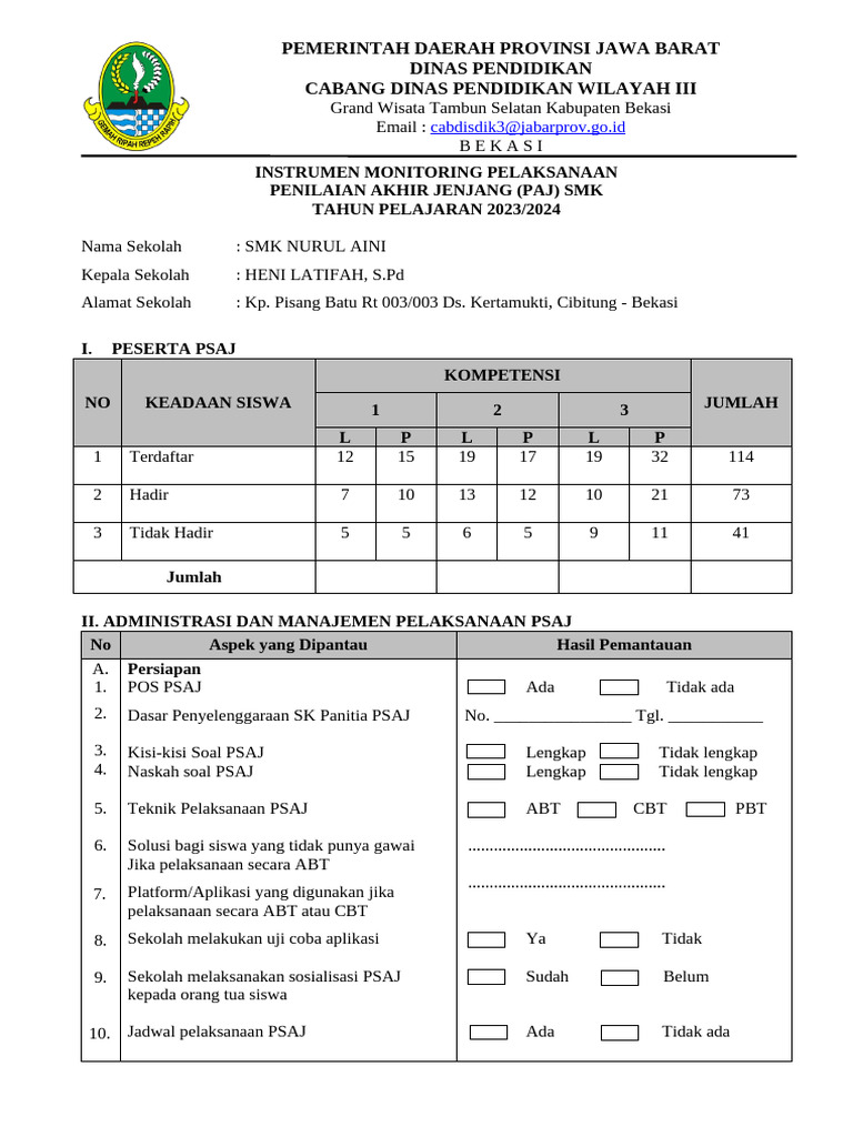 INSTRUMEN PSAJ 2024 Bks | PDF
