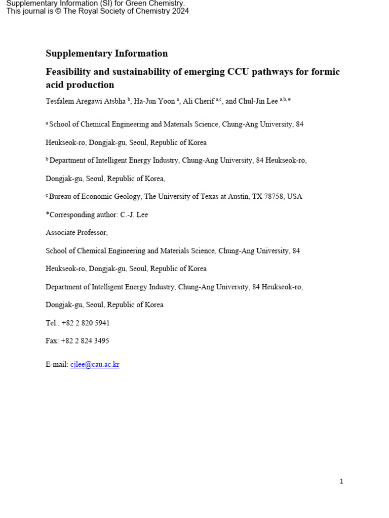 Feasibility And Sustainability Of Emerging Ccu Pathways For Formic Acid Pdf