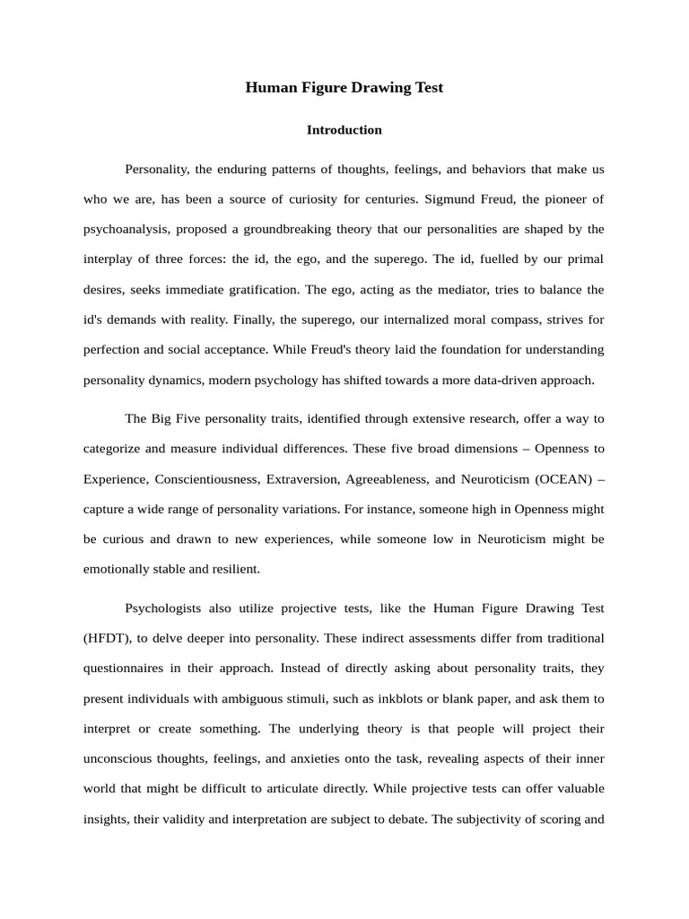 Human Figure Drawing Test CS | PDF | Id | Psychology