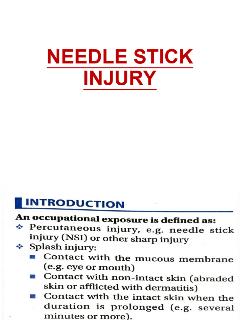 Needle Stick Injury | PDF