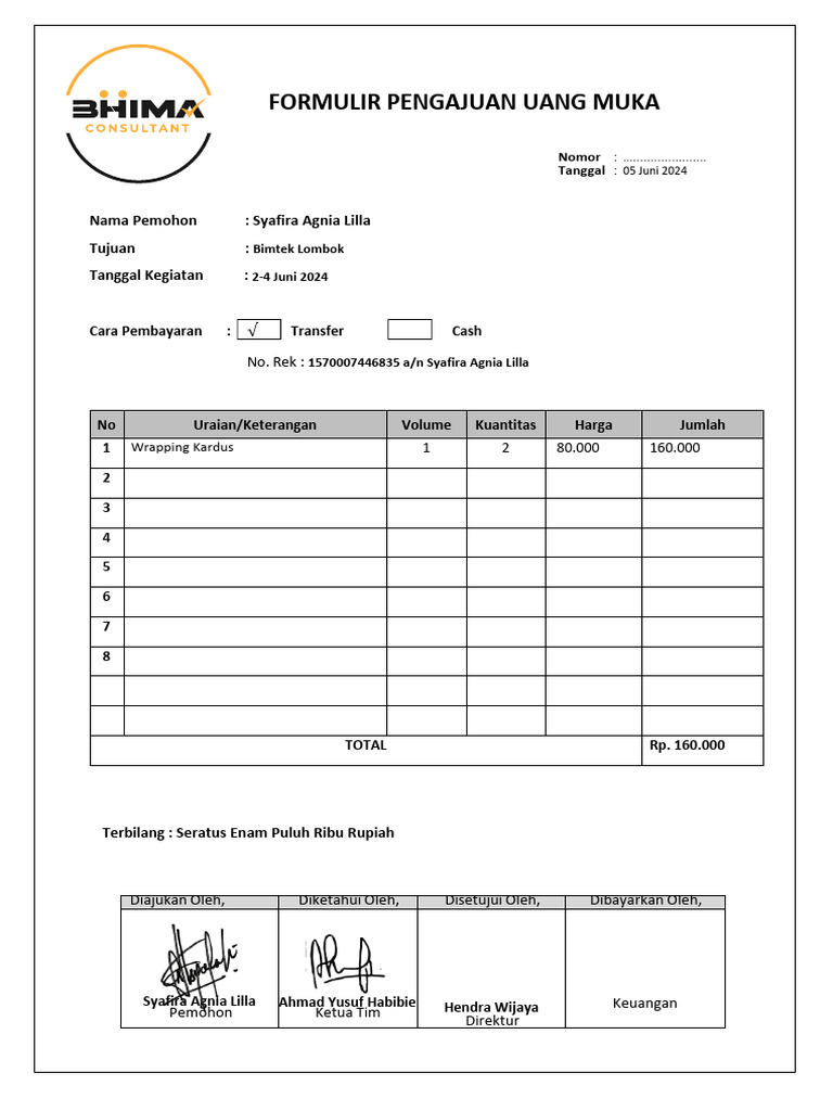 Form Pengajuan Reimburse | PDF