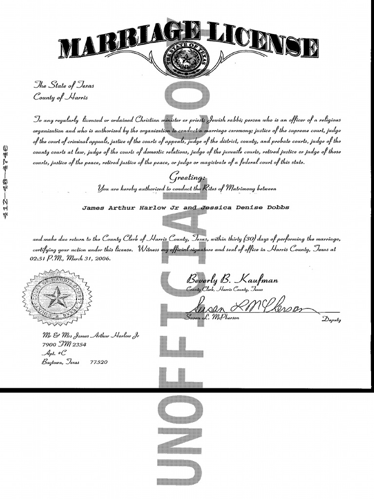 Marriage License | PDF