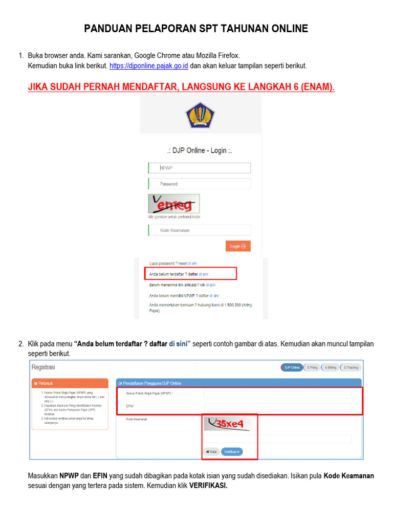 (UPDATE) Panduan Pengisian SPT TAHUNAN Online - Tahun Pajak 2018-01 | PDF