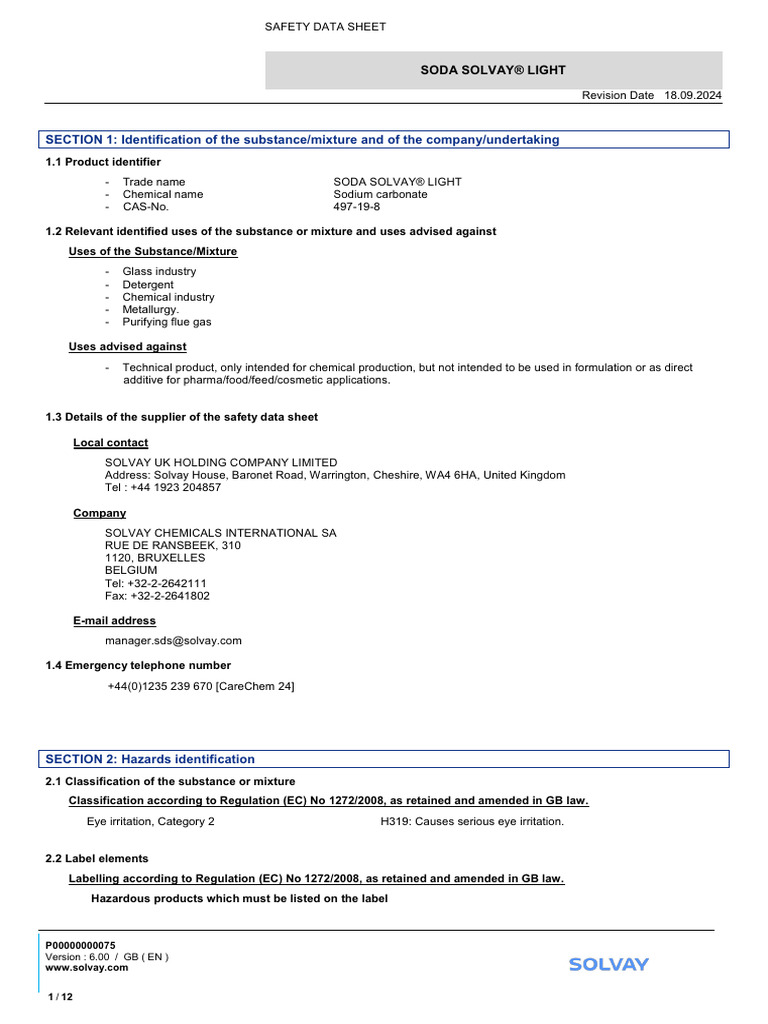 Soda Solvay® Light | PDF