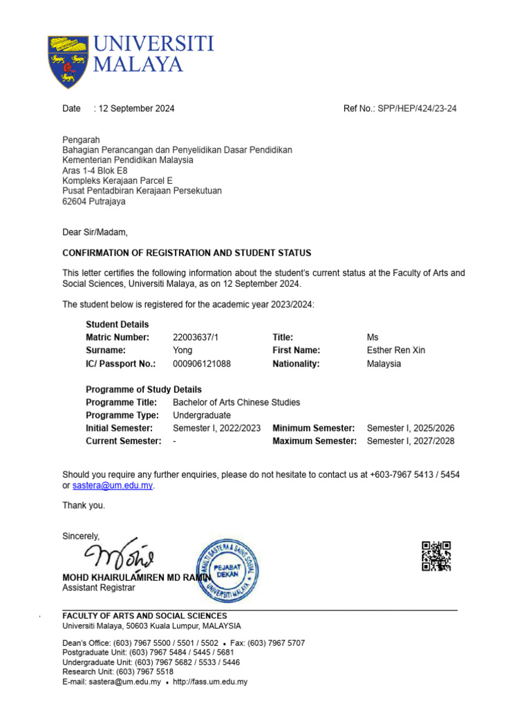 SPP - Hep - 424!23!24 - Esther Yong Ren Xin - KPM Malaysia | PDF