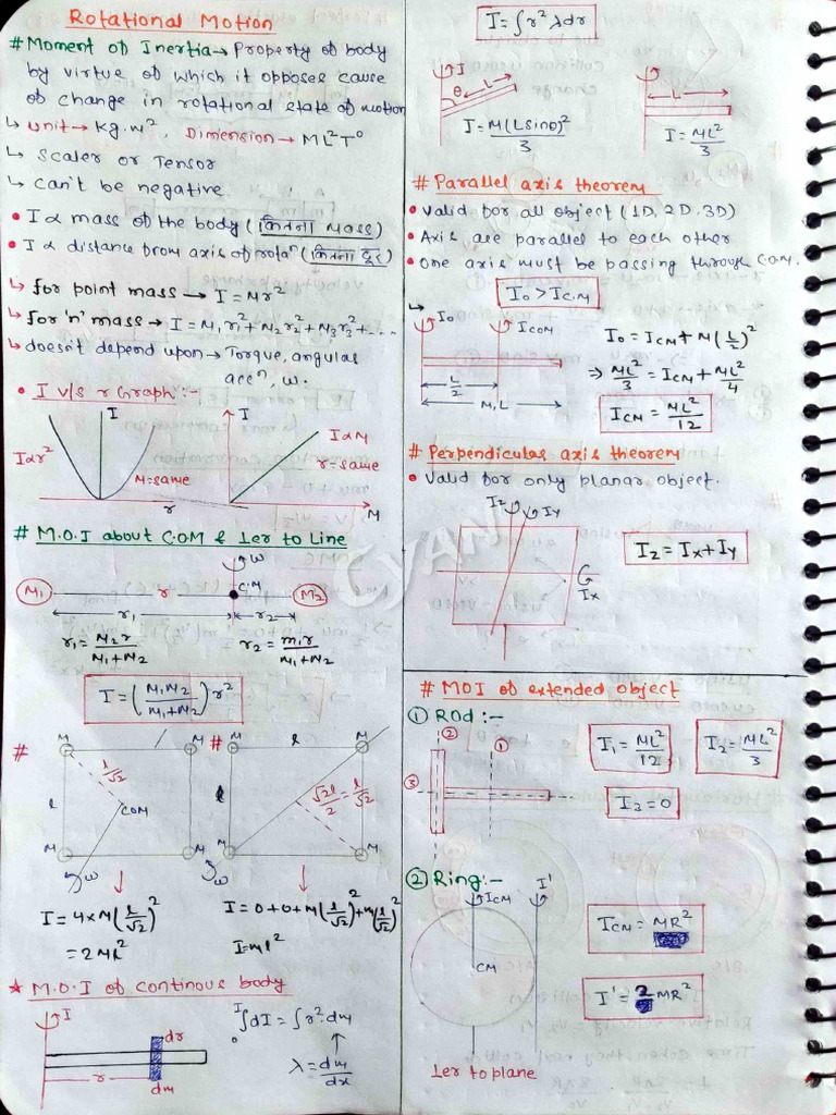 Rotational Motion Short Notes | PDF