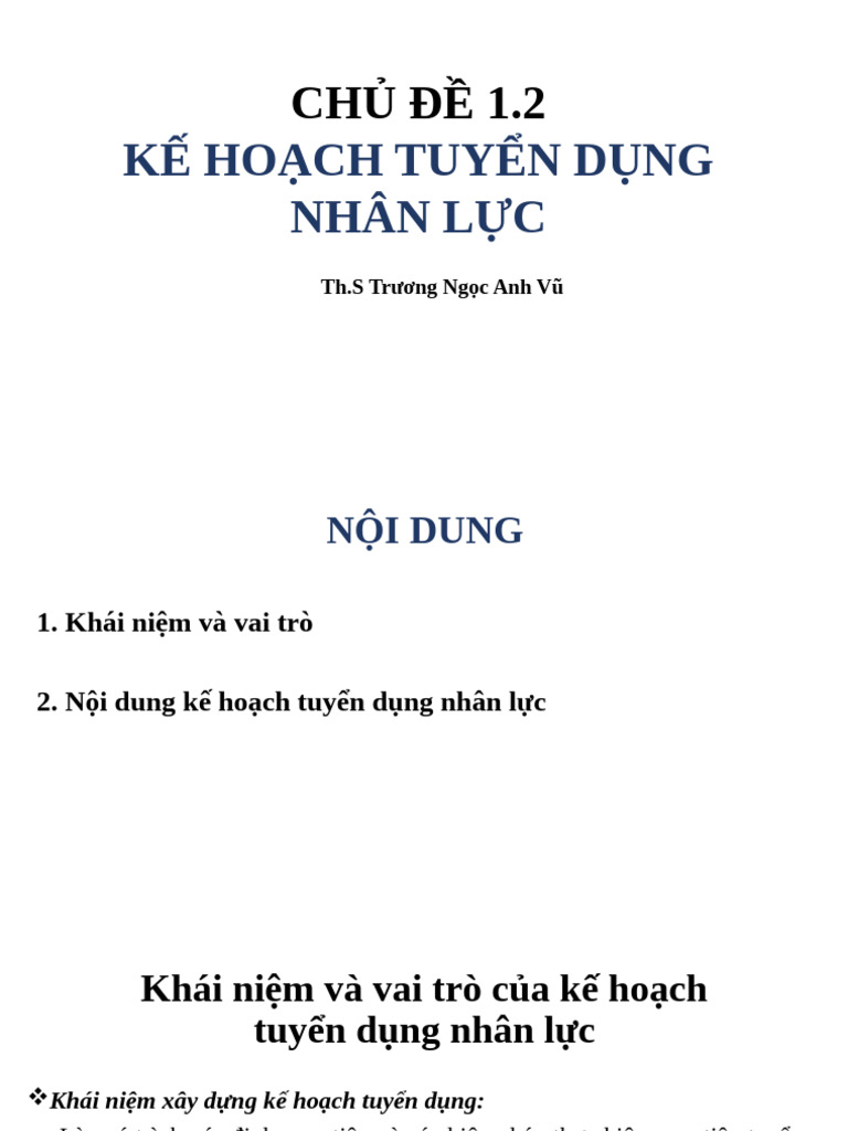 Module 1 - CD1.2- Kế Hoạch Tuyển Dụng Nhân Lực | PDF