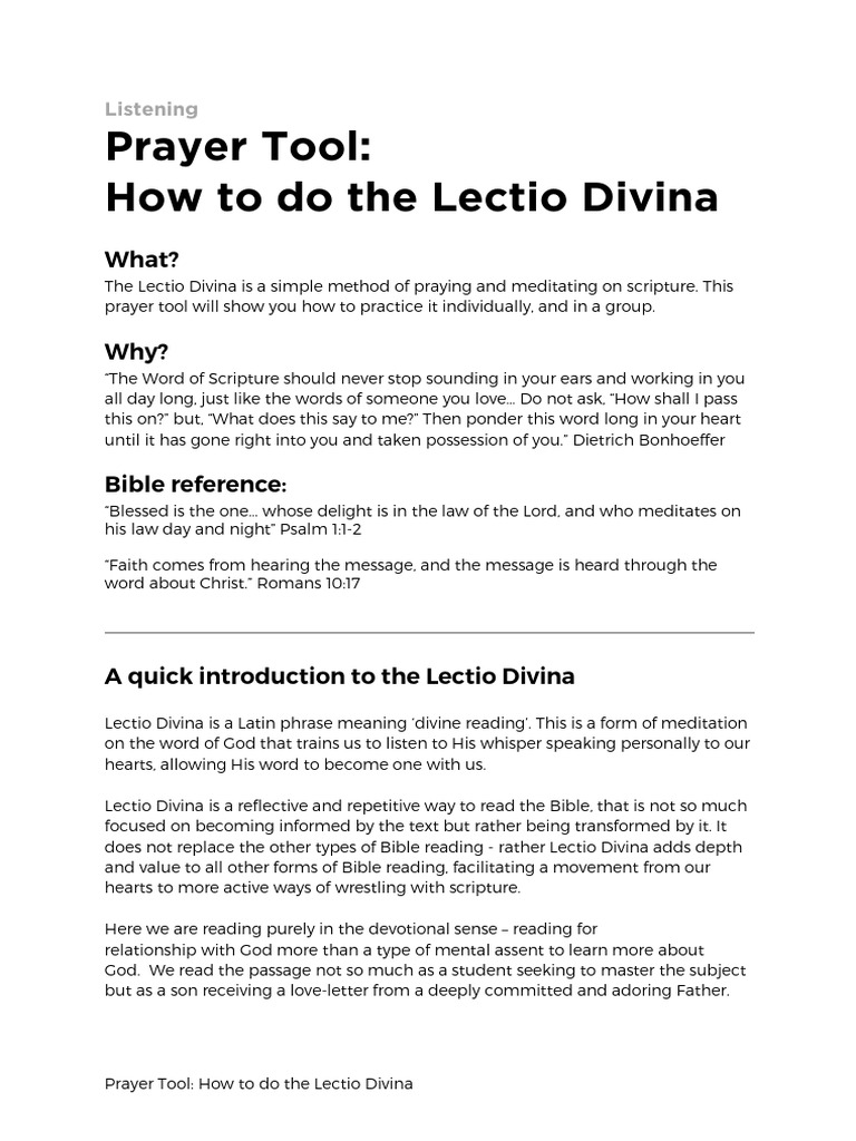 How To Do The Lectio Divina | PDF | Lectio Divina | Self-Improvement