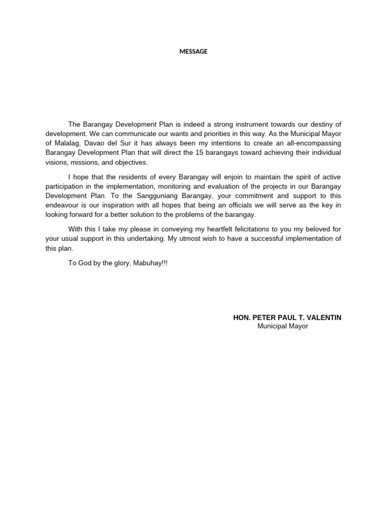 Mayors Message | PDF
