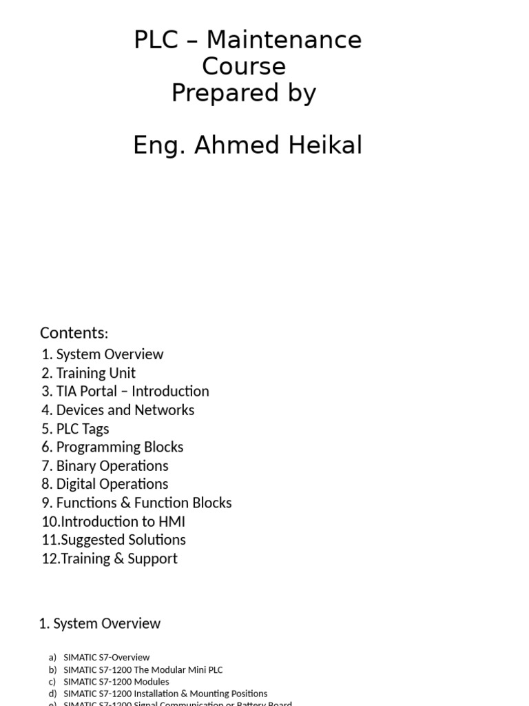 PLC - Maintenance Course | PDF