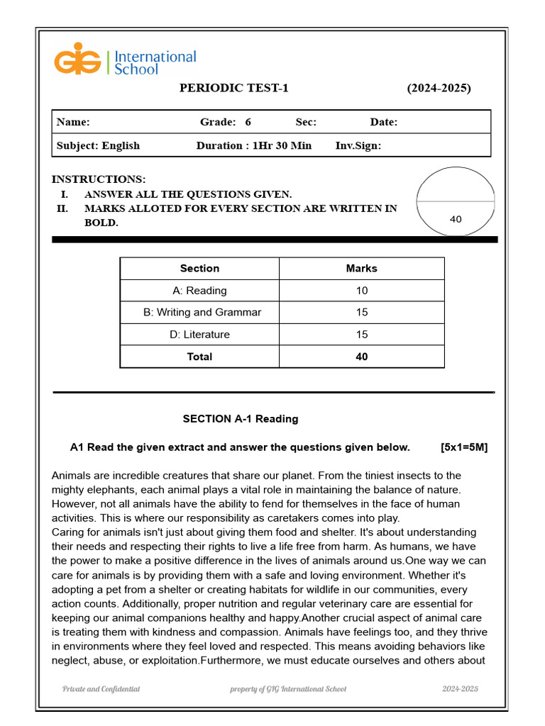Sample Paper E6 - PT1 - QP | PDF