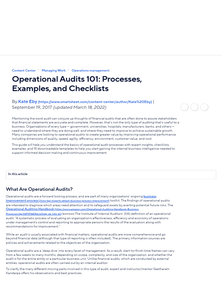 All About Operational Audits - Smartsheet | PDF | Audit | Business