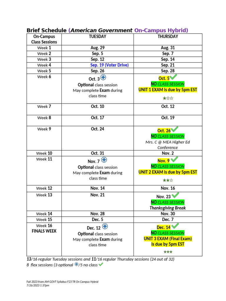 AM GOVT HYBRID Brief Schedule F23 | PDF