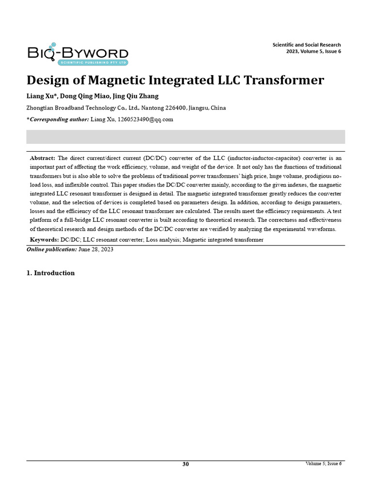 Design of Magnetic Integrated LLC Transformer | PDF