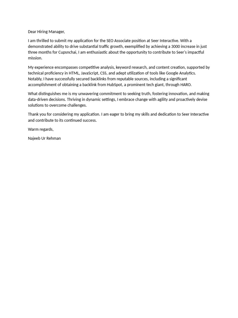 Dear Hiring Manager | PDF