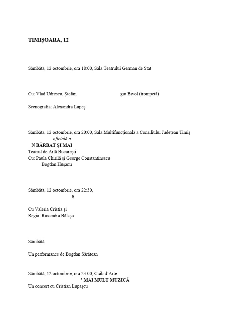 Program Timisoara 2024 | PDF