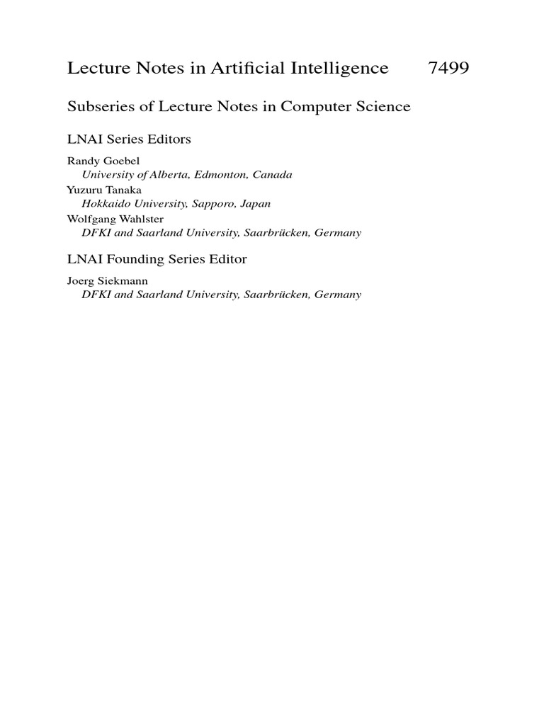 Lecture Notes in Artificial Intelligence 7499 | PDF