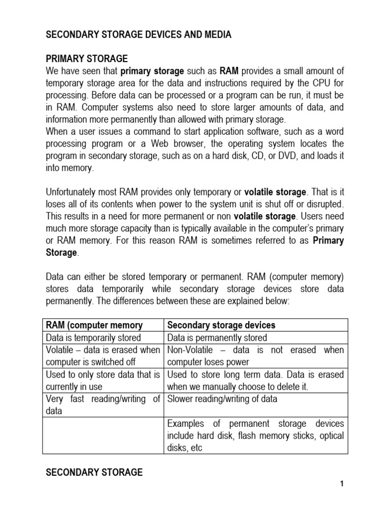 Secondary Storage Devices | PDF