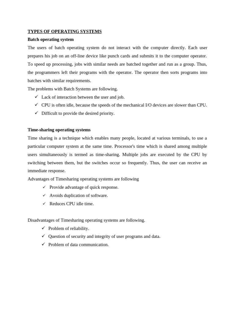 1.4 Types of Operating Systems | PDF