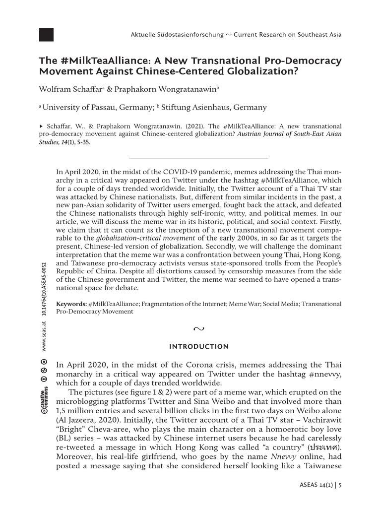 The MilkTeaAlliance A New Transnational Pro Democracy Movement Against ...