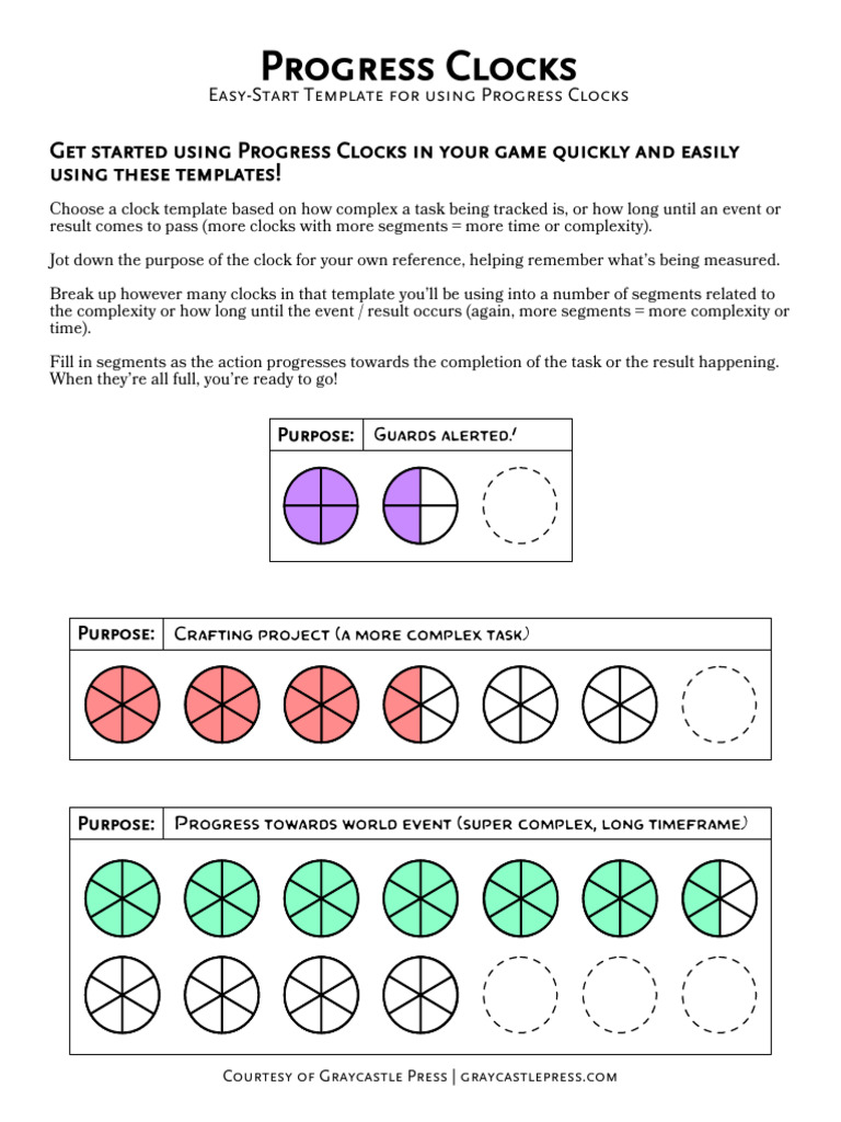 Progress Clocks Template | PDF