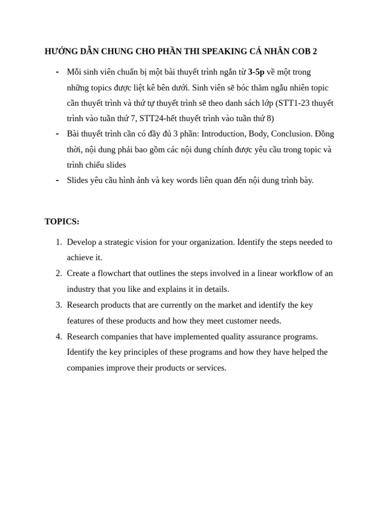 Hướng dẫn thi speaking cob 2 | PDF