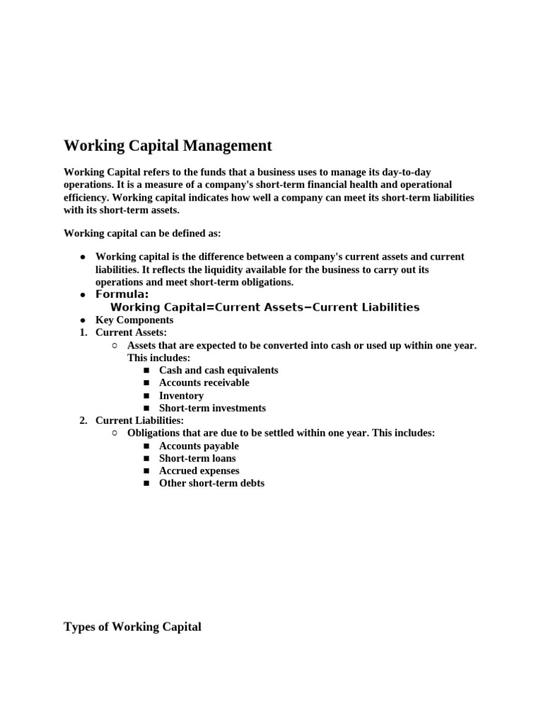 Effective Working Capital Management | PDF | Working Capital ...