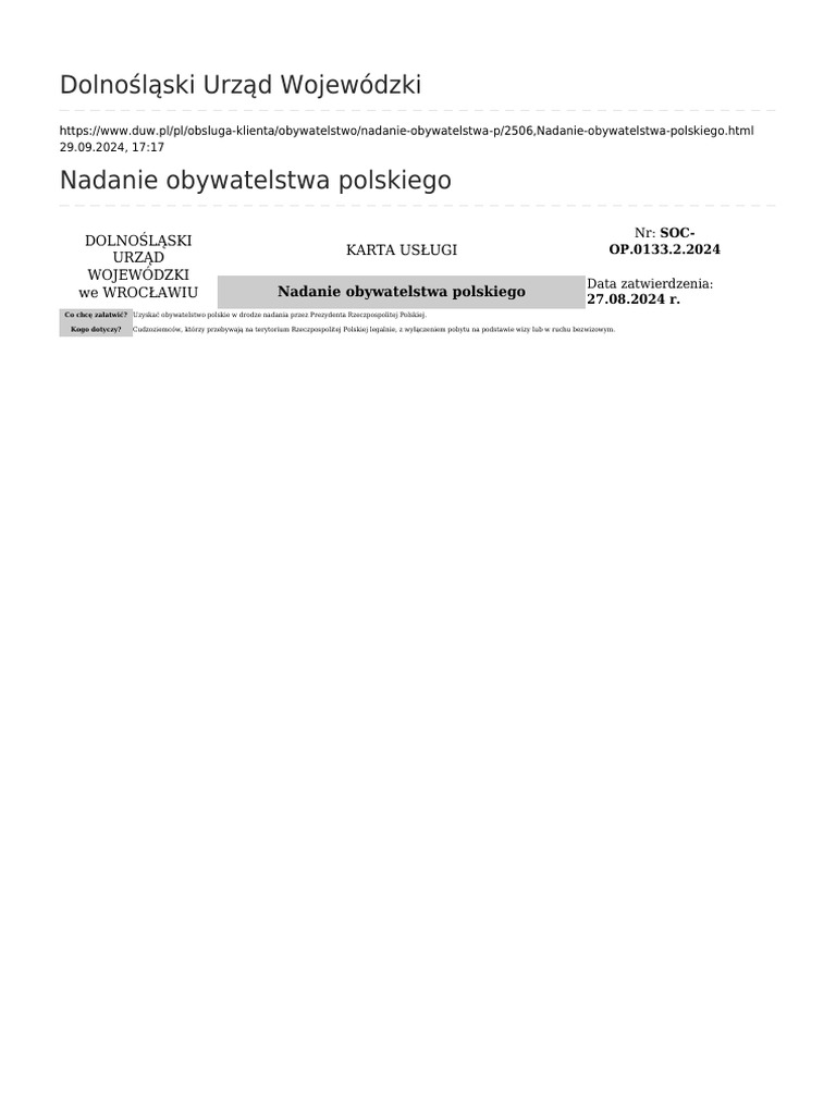Nadanie Obywatelstwa Polskiego | PDF