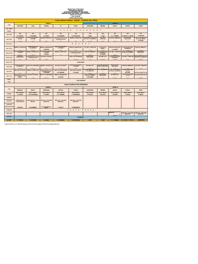 Edited First Sem Sched Shs s.y.2023 2024 1 | PDF