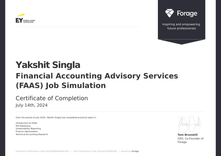 EY Certificate | PDF