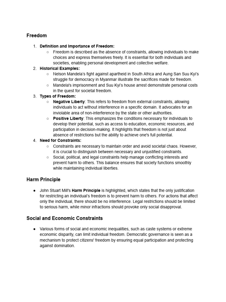 Freedom: Definition and Importance of Freedom | PDF