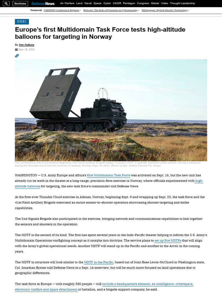 Europe's First Multidomain Task Force Tests High-Altitude Balloons For ...