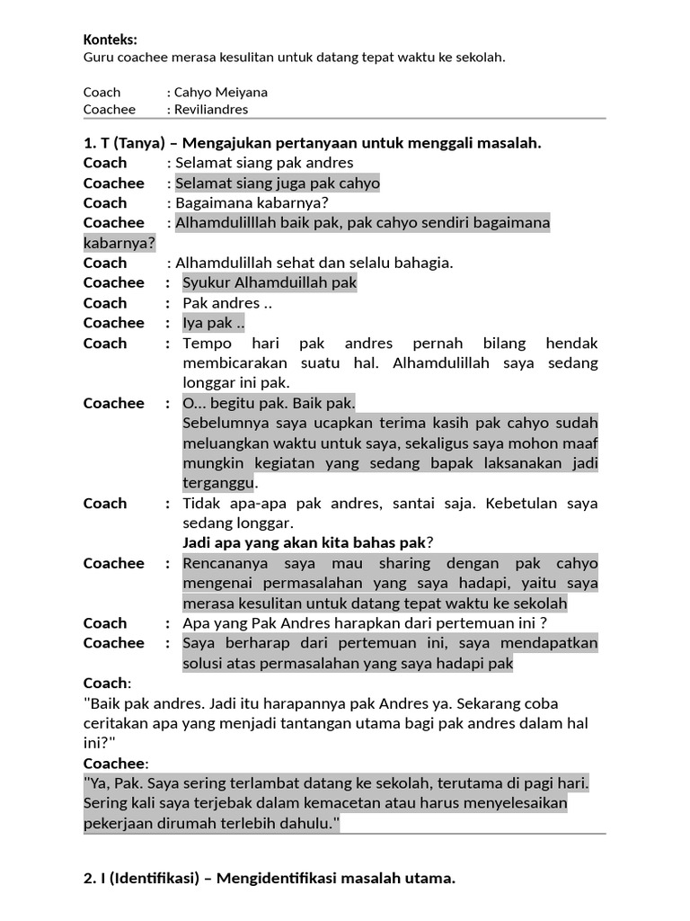 Coaching Alur Tirta | PDF