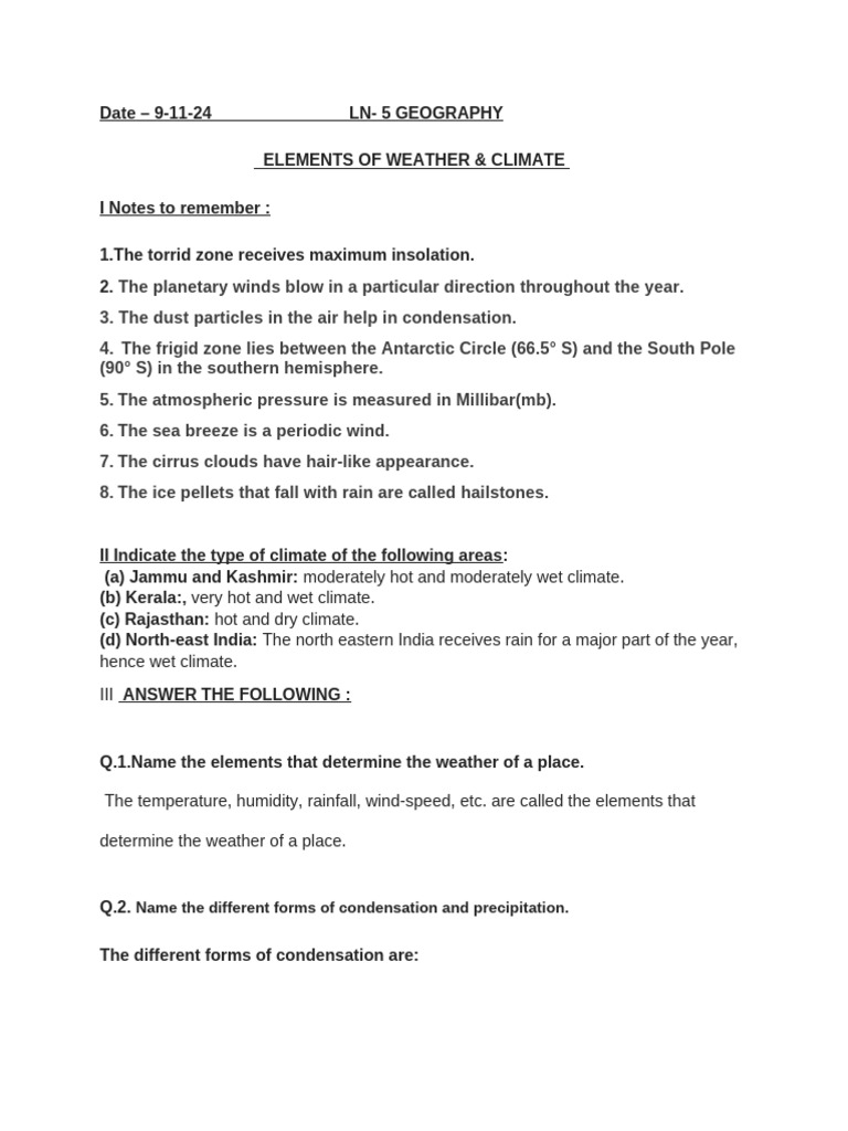 Elements of Weather and Climate | PDF