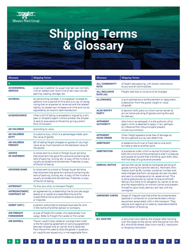 MWG Shipping Terms and Glossary | PDF