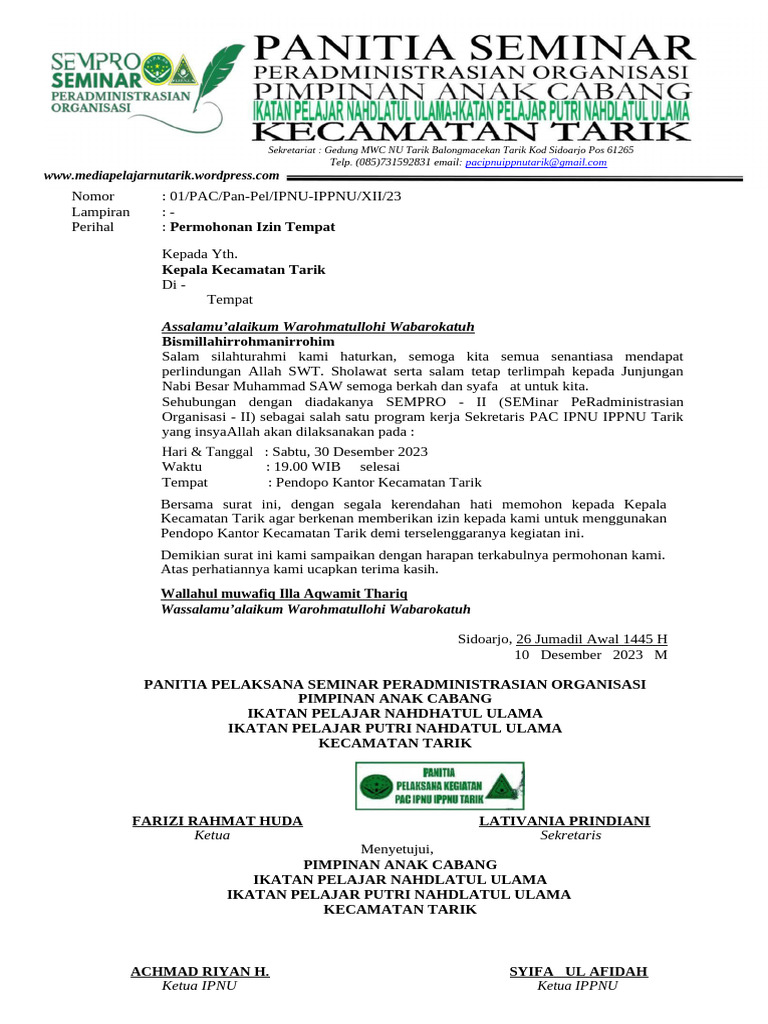 Surat Undangan Sempro Ii-1 | PDF