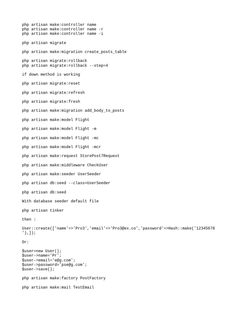 Laravel Commands | PDF