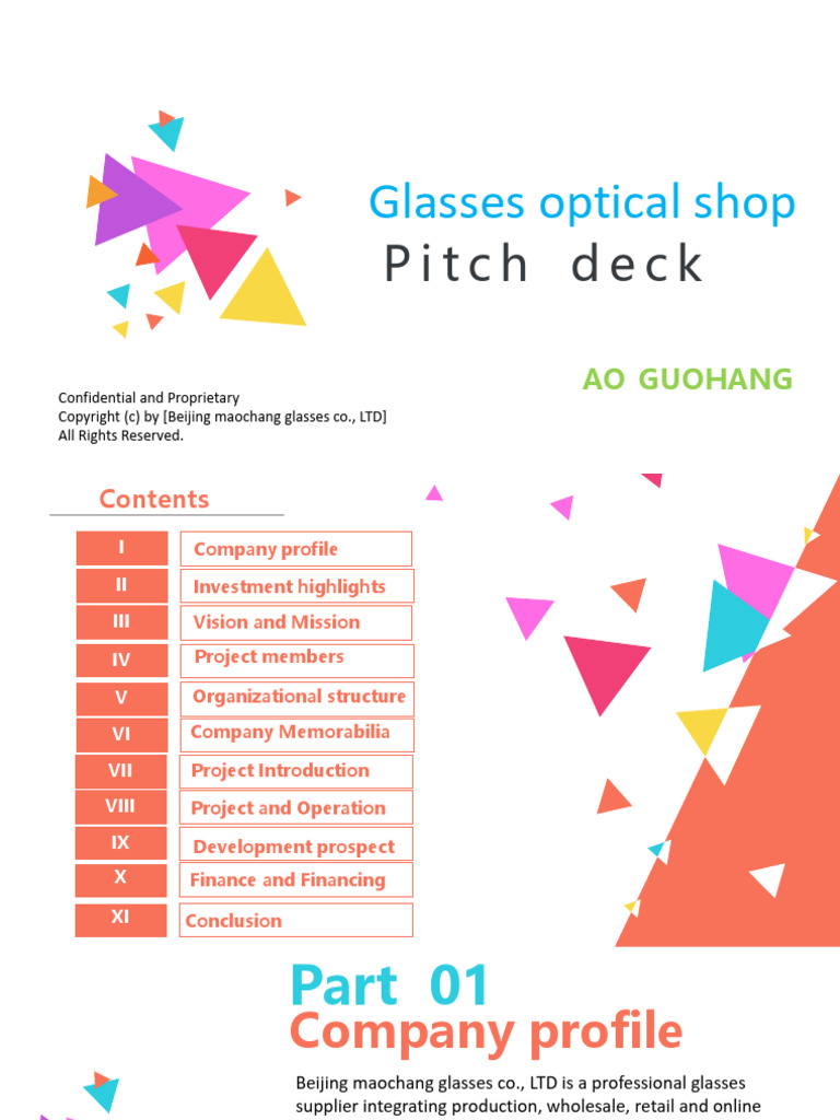 Glasses Optical Shop Pitch Deck【AO GUOHANG】 | PDF