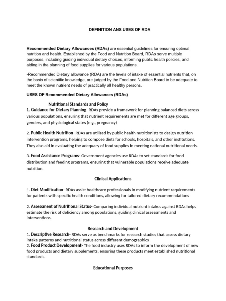 Definition Ans Uses of Rda | PDF