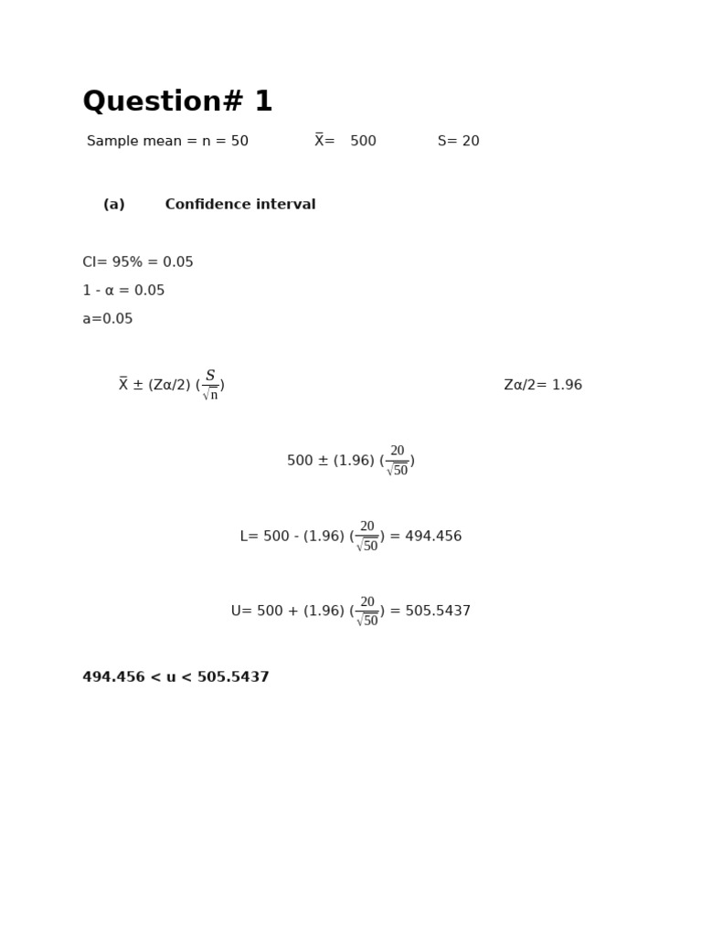 Question# 1: Sample Mean N 50 | PDF