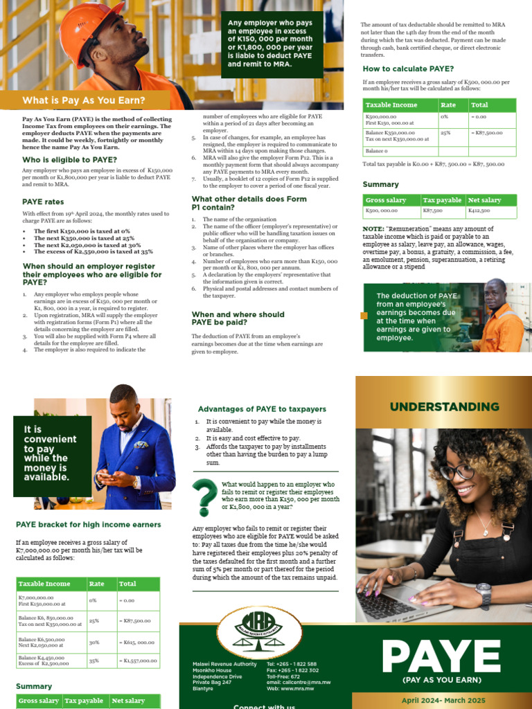 PAYE Computation in Malawi | PDF | Taxation | Finance & Money Management