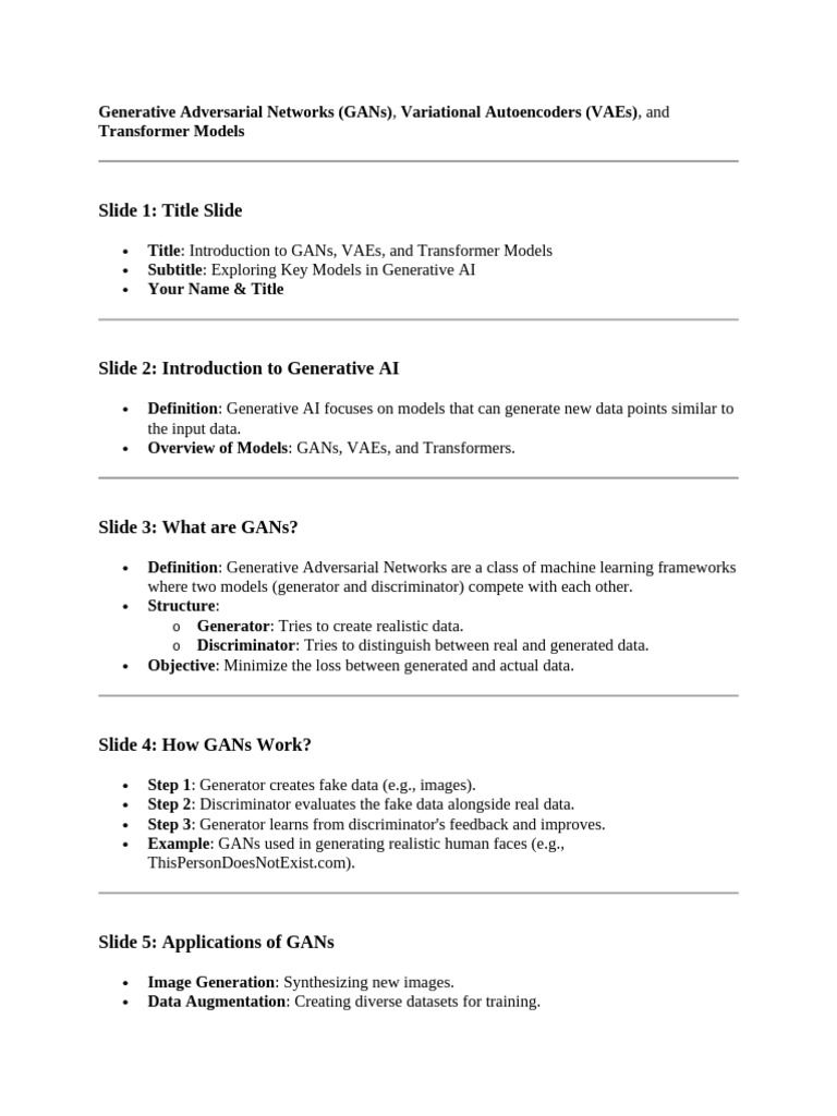 GANs VAEs and Transformer Models | PDF