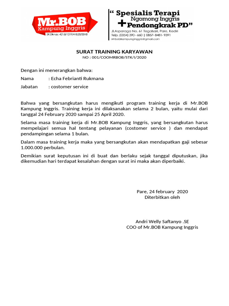 Surat Training | PDF