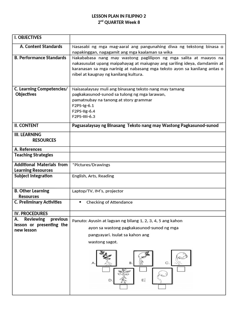 Lesson Plan in Filipino 2 | PDF